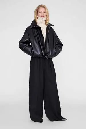 ANINE BING June Trucker Collar Sweater - Ecru