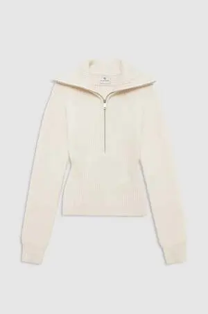 ANINE BING June Trucker Collar Sweater - Ecru