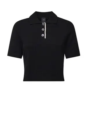 Pinko Short Sleeved Buttoned Polo Jumper - Black