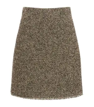 Max Mara Virgin Wool-blend Tweed Mini Skirt - Brown