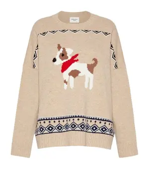 Max Mara Virgin Wool Dog Sweater - Beige