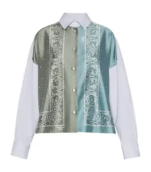 Max Mara Satin-front Bandana Print Shirt - Brown
