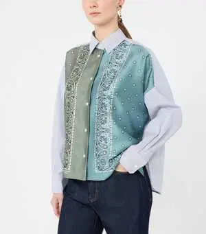 Max Mara Satin-front Bandana Print Shirt