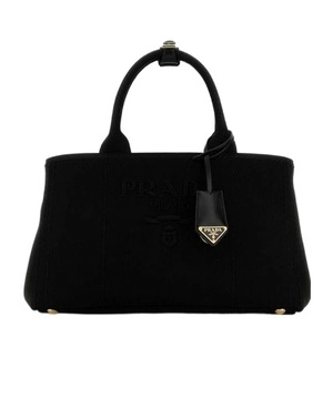 Prada Logo-embroidered Large Handbag - Black