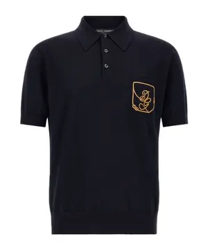 Dolce & Gabbana Dolce Gabbana Logo Embroidered Polo Shirt - Blue