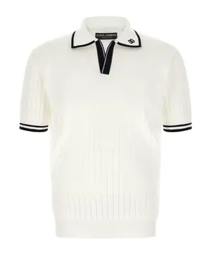 Dolce & Gabbana Dolce Gabbana Costa Ribbed Knit Polo Shirt - No