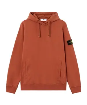 Stone Island Regular-fit Hooded Sweatshirt With Thumbhole Cuffs - Brick Red