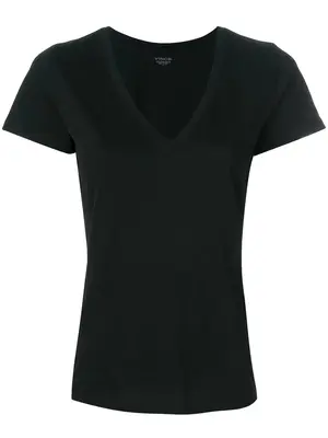 Vince Classic V-neck Short-sleeved T-shirt - Black
