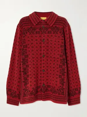 Guest In Residence Wild Rag Intarsia Cashmere Cardigan - Red