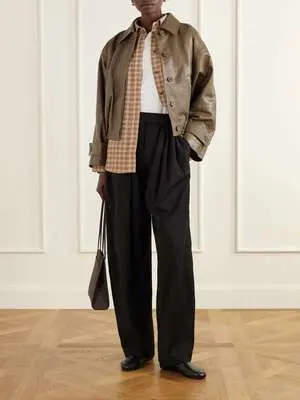 RÓHE Gathered Leather Jacket