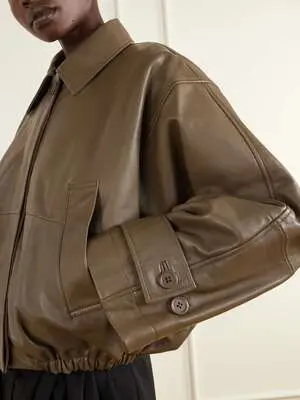 RÓHE Gathered Leather Jacket