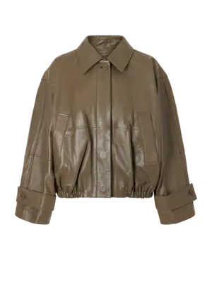RÓHE Gathered Leather Jacket - Brown