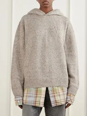 Acne Studios Layered Checked Poplin-trimmed Wool-blend Sweater