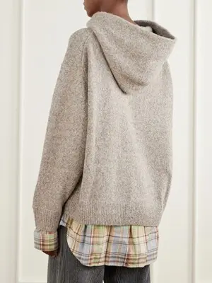 Acne Studios Layered Checked Poplin-trimmed Wool-blend Sweater