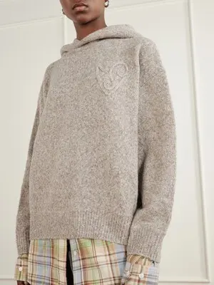 Acne Studios Layered Checked Poplin-trimmed Wool-blend Sweater