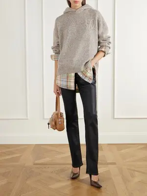 Acne Studios Layered Checked Poplin-trimmed Wool-blend Sweater