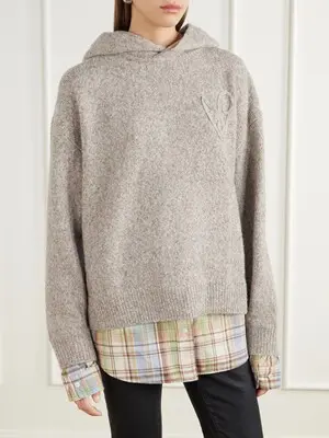 Acne Studios Layered Checked Poplin-trimmed Wool-blend Sweater