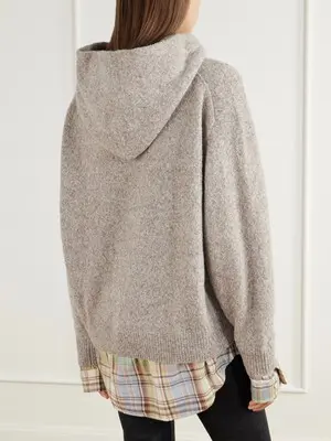 Acne Studios Layered Checked Poplin-trimmed Wool-blend Sweater