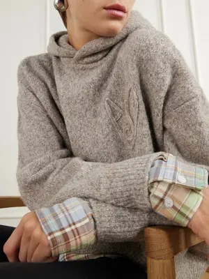 Acne Studios Layered Checked Poplin-trimmed Wool-blend Sweater