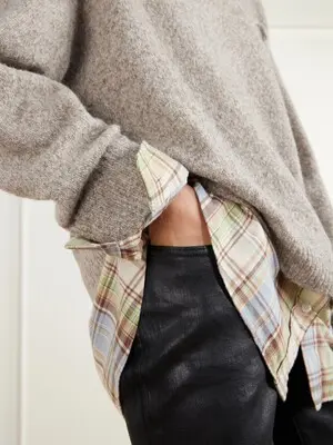 Acne Studios Layered Checked Poplin-trimmed Wool-blend Sweater