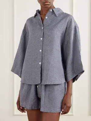 DEIJI STUDIOS 03 Checked Linen Shirt And Shorts Set