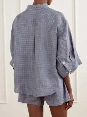 DEIJI STUDIOS 03 Checked Linen Shirt And Shorts Set