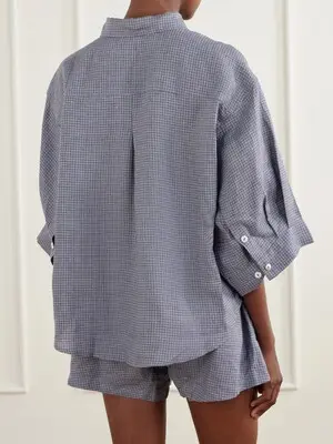 DEIJI STUDIOS 03 Checked Linen Shirt And Shorts Set