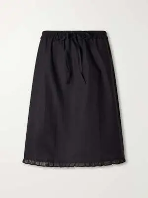 DEIJI STUDIOS One Frill Organic Cotton-poplin Knee-length Skirt - Black