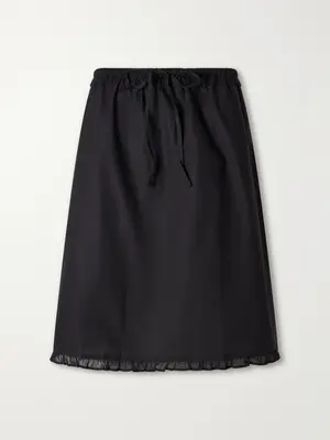 DEIJI STUDIOS One Frill Organic Cotton-poplin Knee-length Skirt - Black