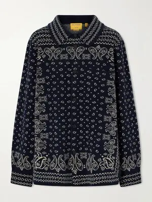 Guest In Residence Intarsia Cashmere Cardigan - Blue