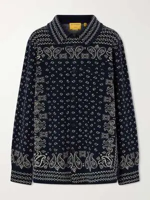 Guest In Residence Intarsia Cashmere Cardigan - Navy