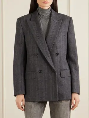 NILI LOTAN Leston Checked Wool-blend Blazer