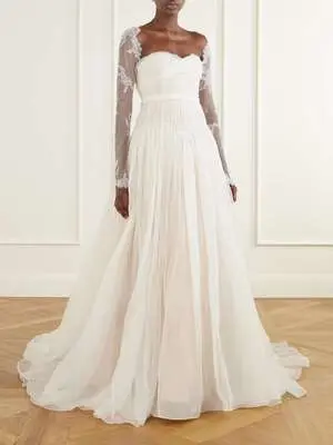 DANIELLE FRANKEL Taylor Lace-appliqué Tulle Cropped Bolero