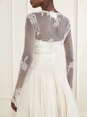 DANIELLE FRANKEL Taylor Lace-appliqué Tulle Cropped Bolero