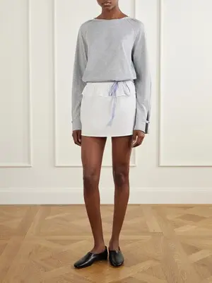 DEIJI STUDIOS Flounce Layer Organic Cotton-poplin Mini Skirt - White