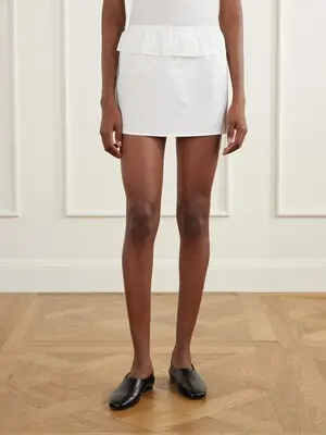 DEIJI STUDIOS Flounce Layer Organic Cotton-poplin Mini Skirt - White