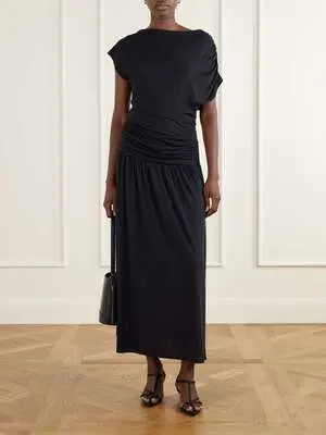LA LIGNE Milla Draped Cotton-blend Jersey Maxi Dress