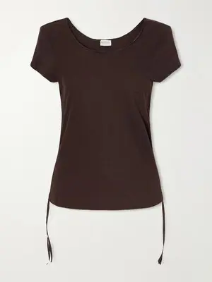 DEIJI STUDIOS Drawstring Organic Cotton T-shirt - Brown