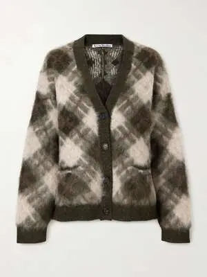 Acne Studios Katch Intarsia Mohair Wool-blend Cardigan - Green