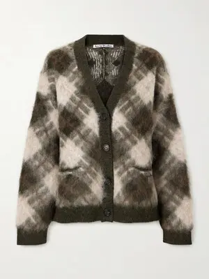 Acne Studios Katch Intarsia Mohair Wool-blend Cardigan - Neutrals