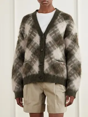 Acne Studios Katch Intarsia Mohair Wool-blend Cardigan - Neutrals