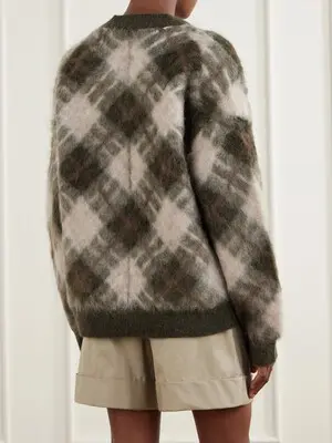 Acne Studios Katch Intarsia Mohair Wool-blend Cardigan - Neutrals