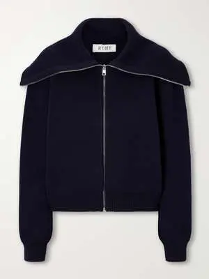 RÓHE Wool-blend Zip-up Cardigan - Navy