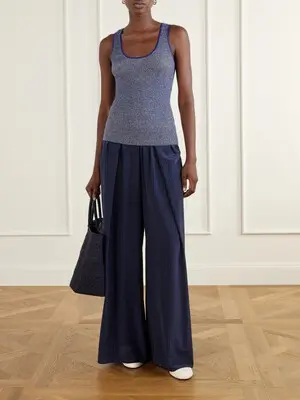 LA LIGNE Striped Silk-satin Wide-leg Pants