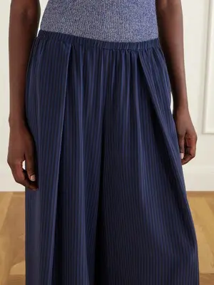 LA LIGNE Striped Silk-satin Wide-leg Pants