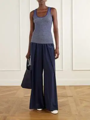 LA LIGNE Striped Silk-satin Wide-leg Pants