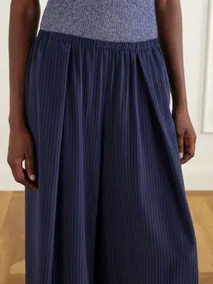 LA LIGNE Striped Silk-satin Wide-leg Pants