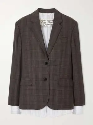 Acne Studios Layered Checked Wool-blend Blazer - Brown