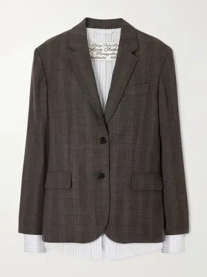 Acne Studios Layered Checked Wool-blend Blazer - Brown