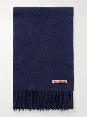 Acne Studios Fringed Wool Scarf - Navy